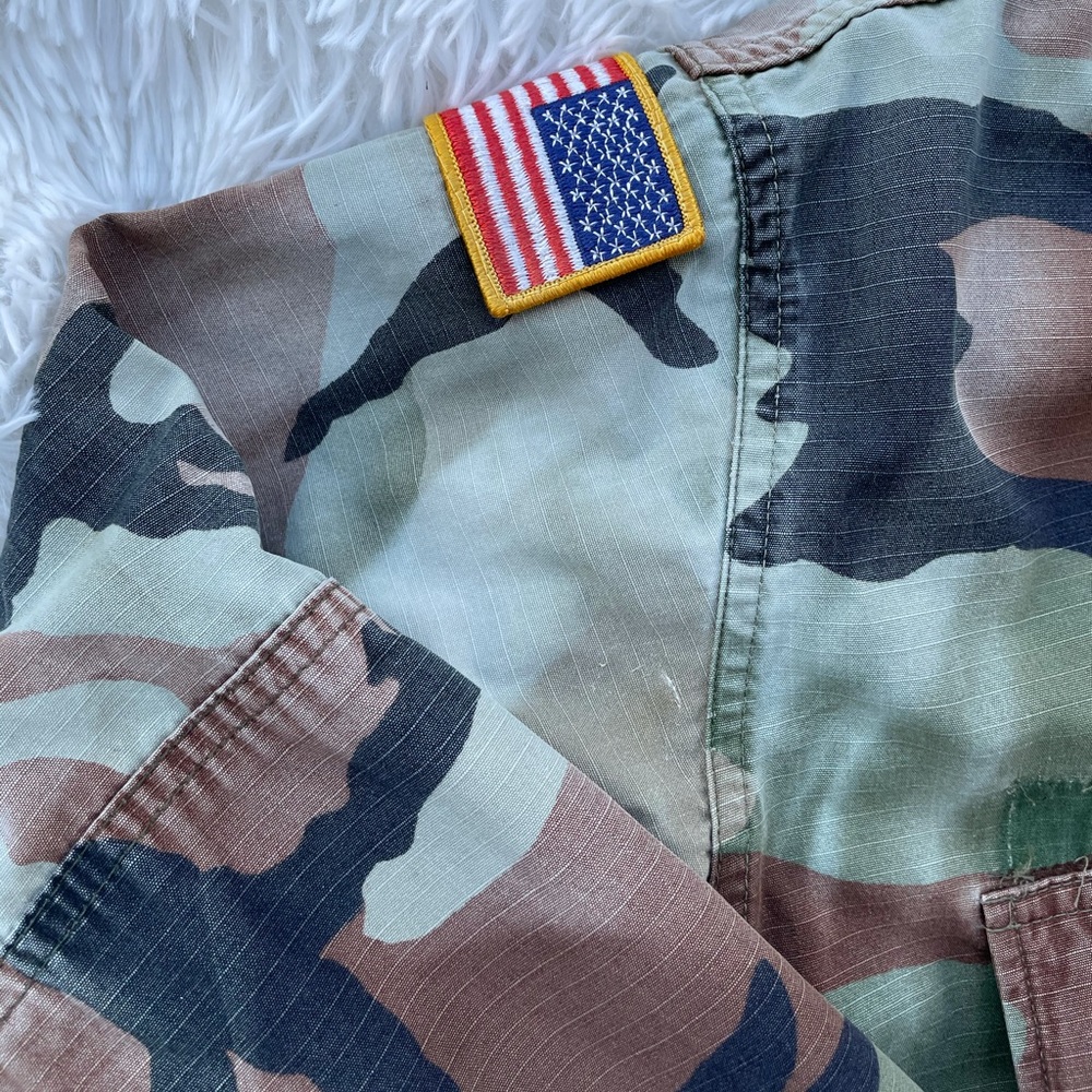 Vintage Us Army Jacket Camo Airborne Patch Small - Gem